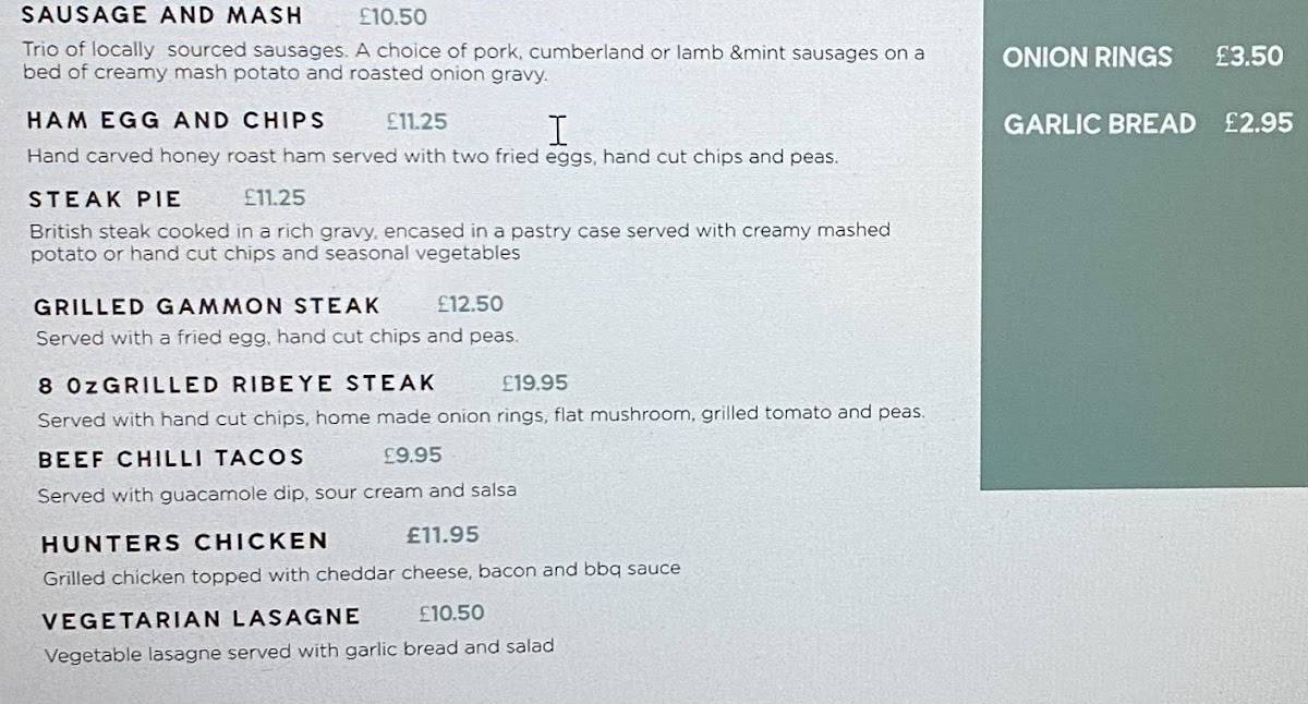 Menu at The White Hart pub & bar, Sherborne