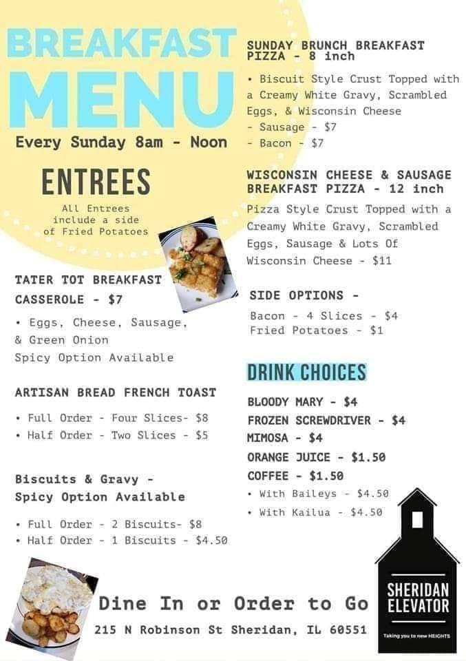 Menu at Sheridan Elevator pub & bar, Sheridan