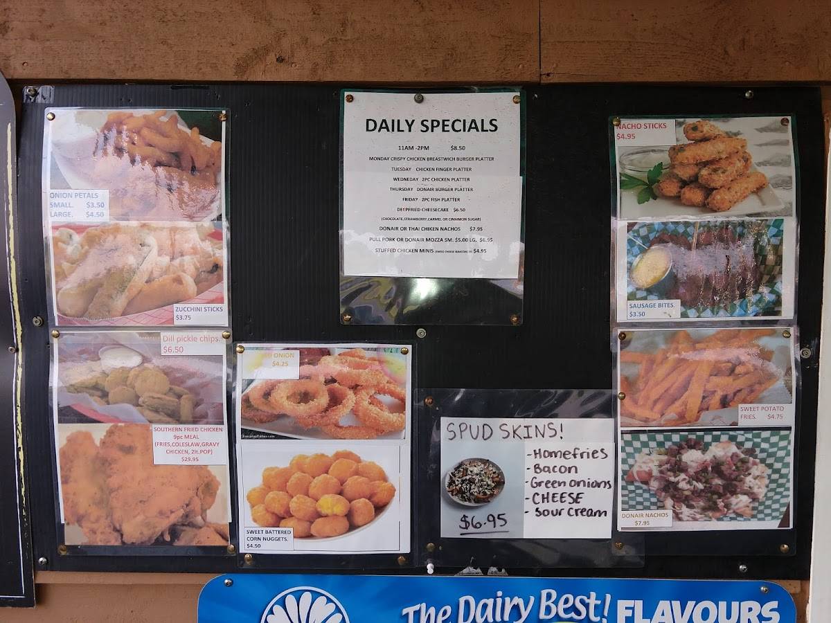 Menu at Shirley's Spud Wagon restaurant, Arichat