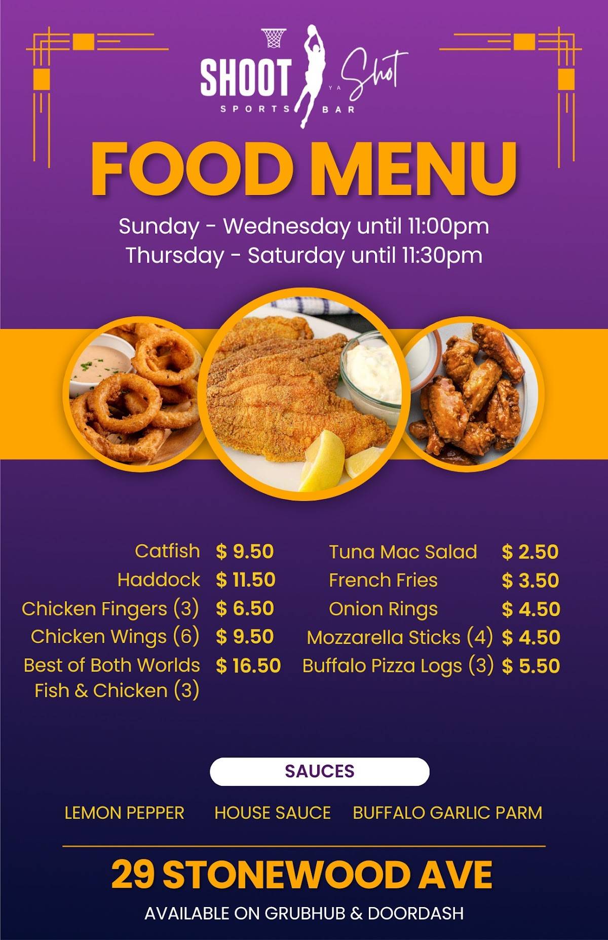 Menu at Shoot Ya Shot Sports Bar, Rochester