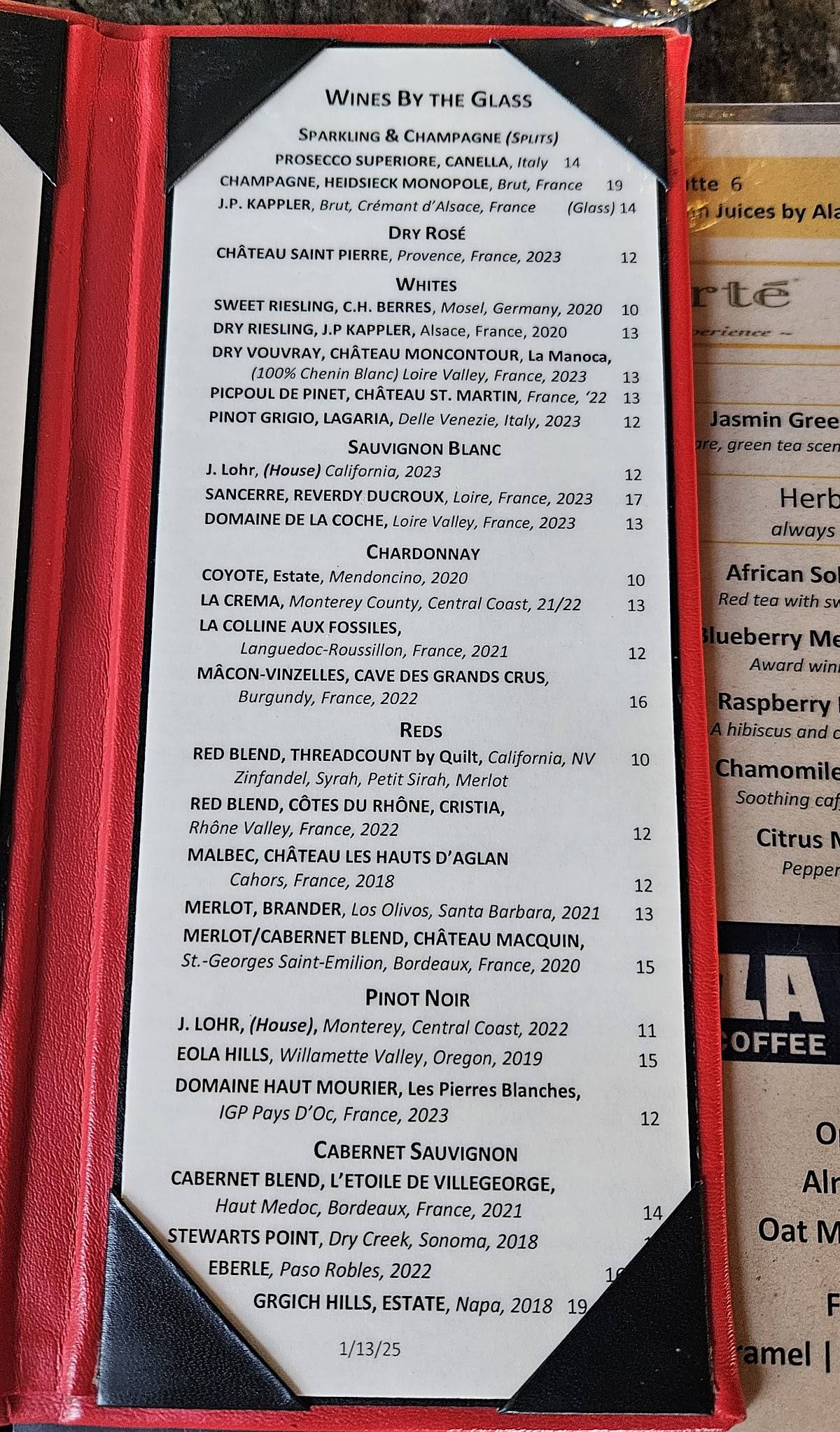 Menu at Si Bon pub & bar, Rancho Mirage