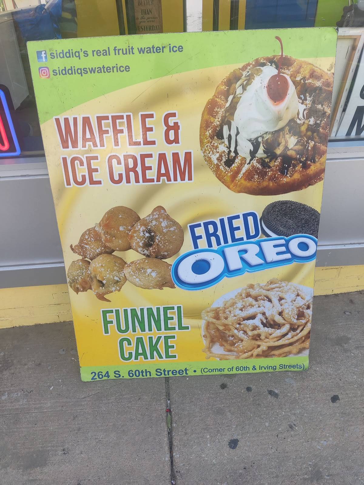 Menu at Siddiq's Real Fruit Water Ice desserts, Philadelphia