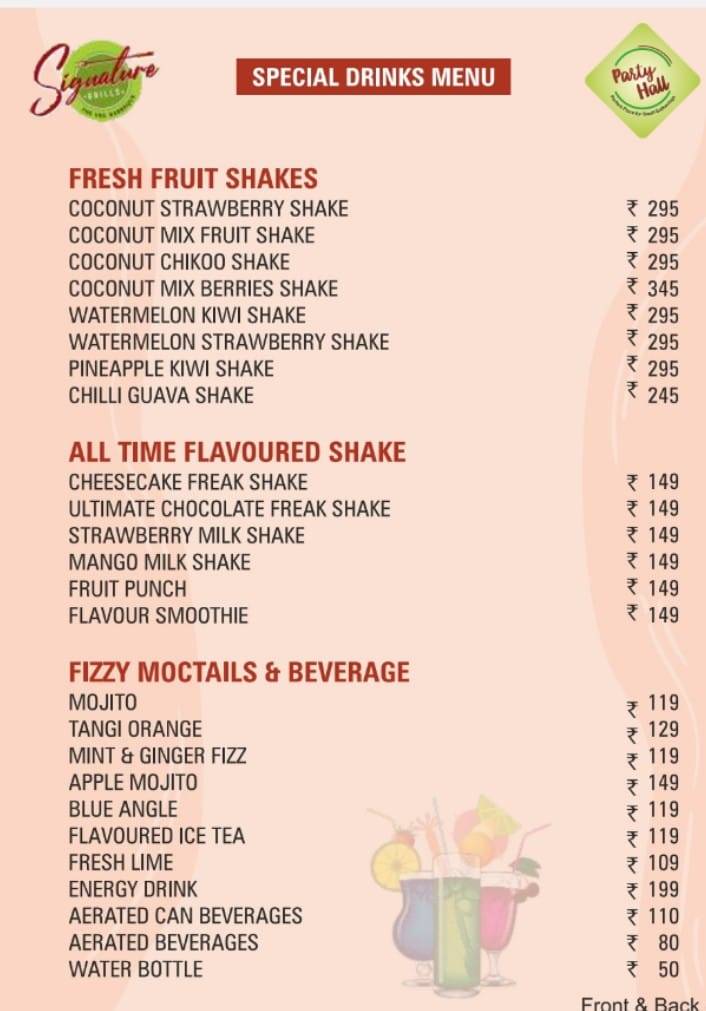 Menu at Signature Grills, Hyderabad