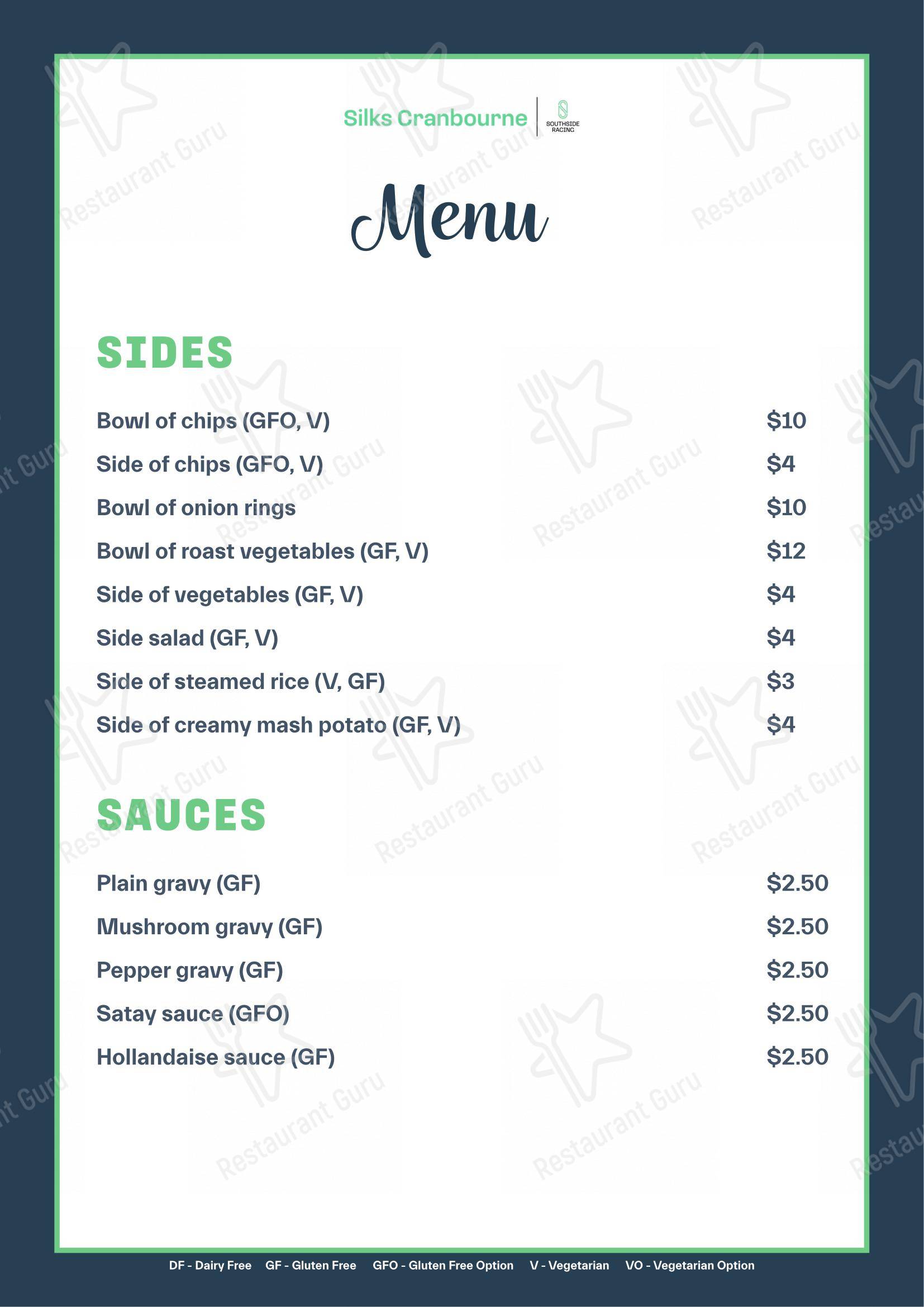 Menu at Silks Cranbourne pub & bar, Cranbourne