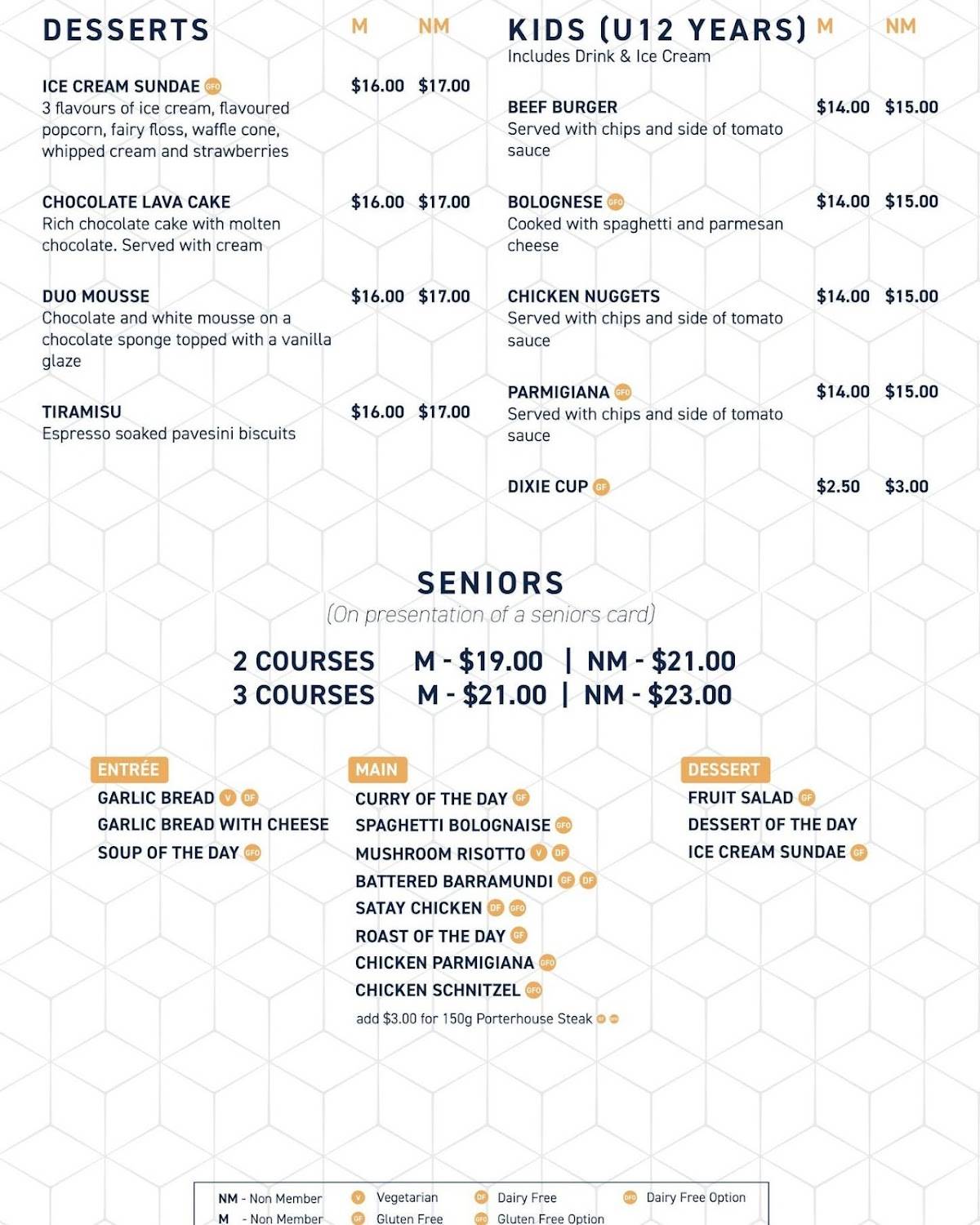 Menu at Silks Cranbourne restaurant, Cranbourne