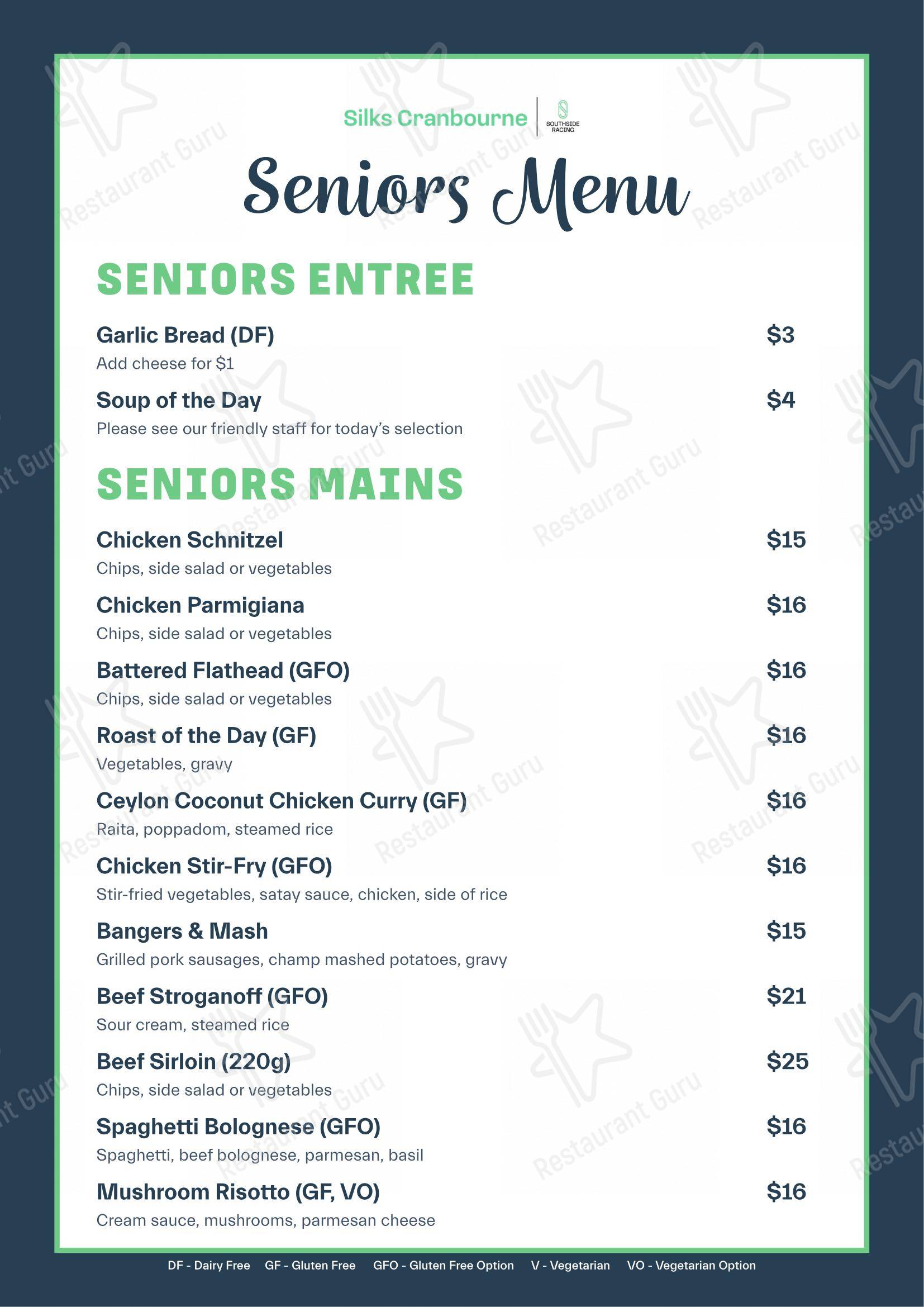 Menu at Silks Cranbourne pub & bar, Cranbourne