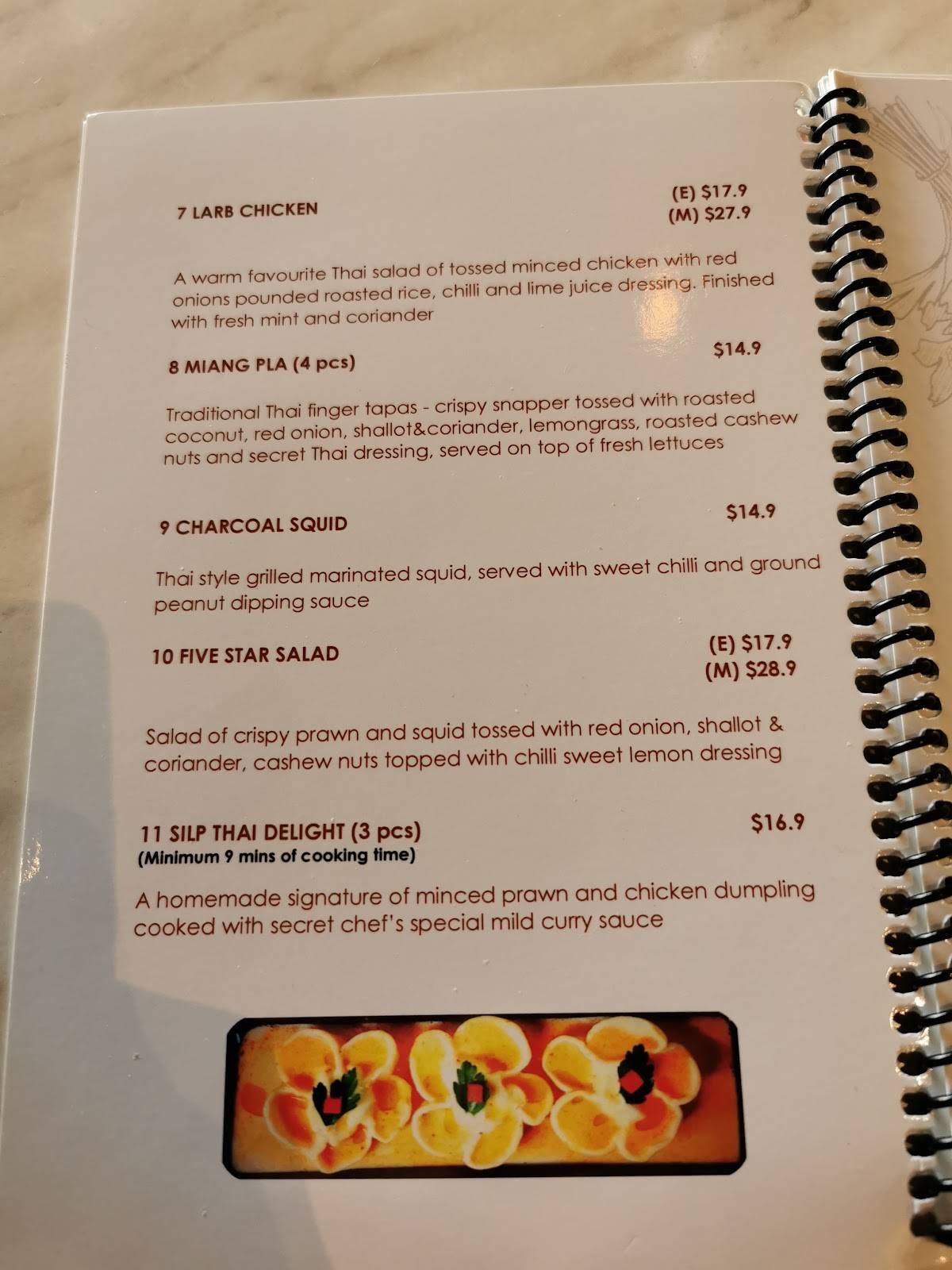 Menu at Silp Thai Claremont restaurant, Claremont