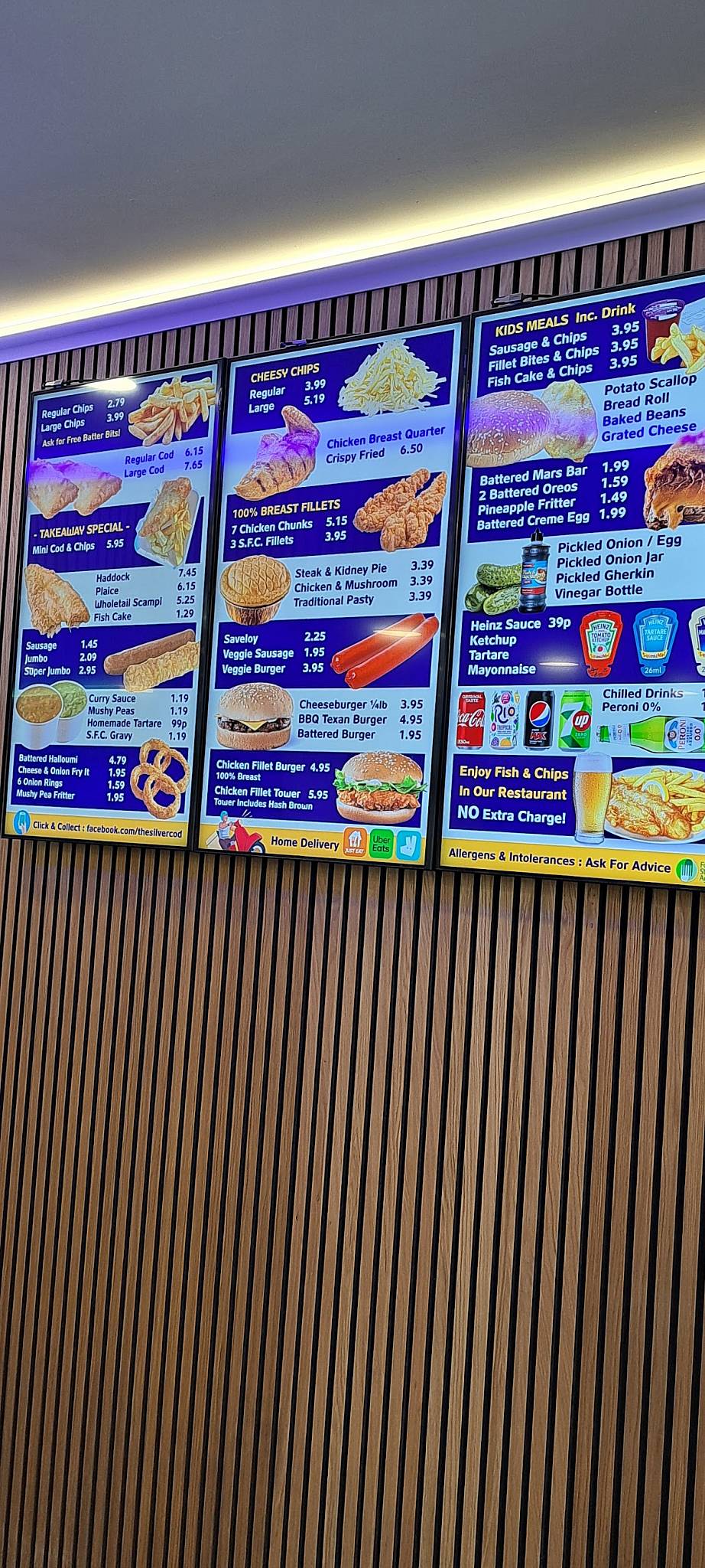 Menu at Silver Cod fast food, Barnstaple