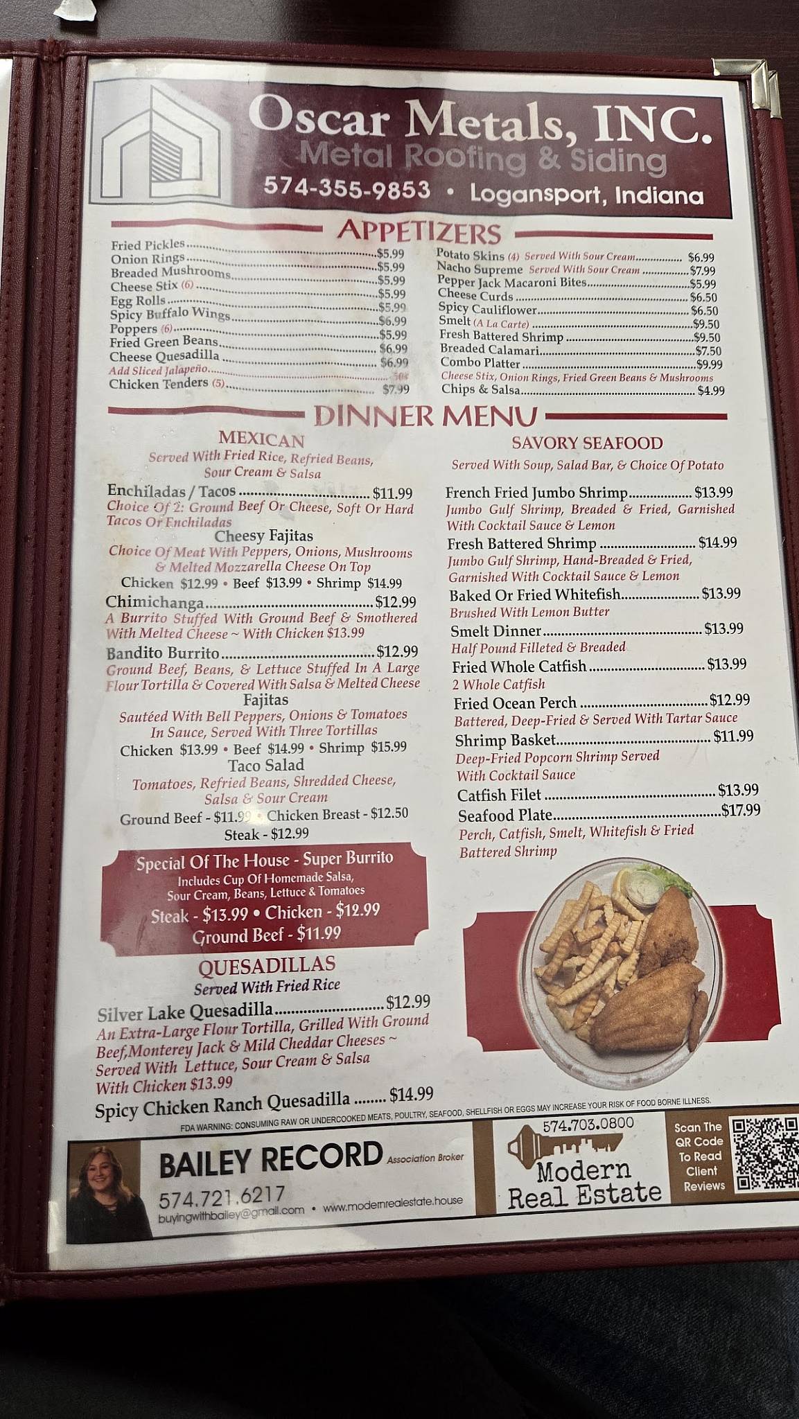 Menu at Silver Lake Family Restaurant & Lounge, Logansport