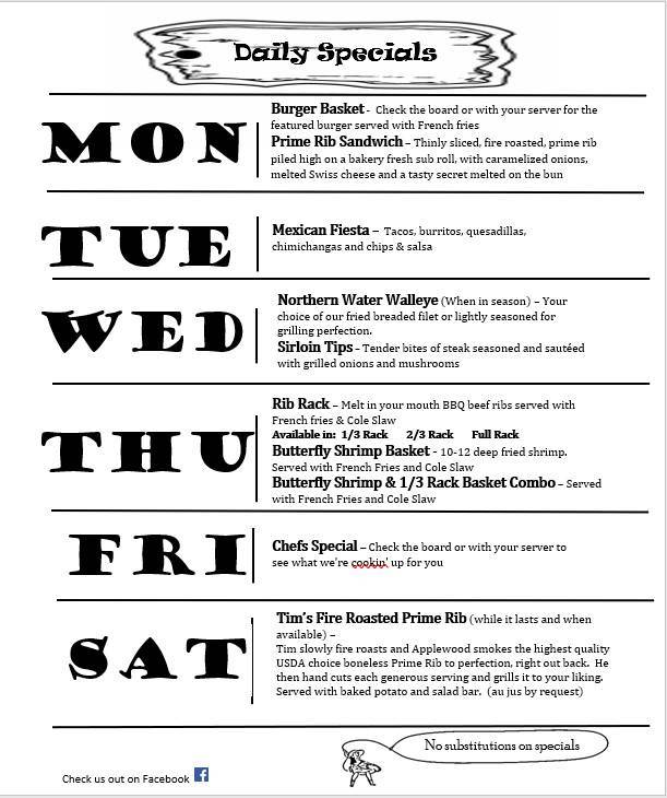 Menu at Silver Prairie Saloon pub & bar, McLeod