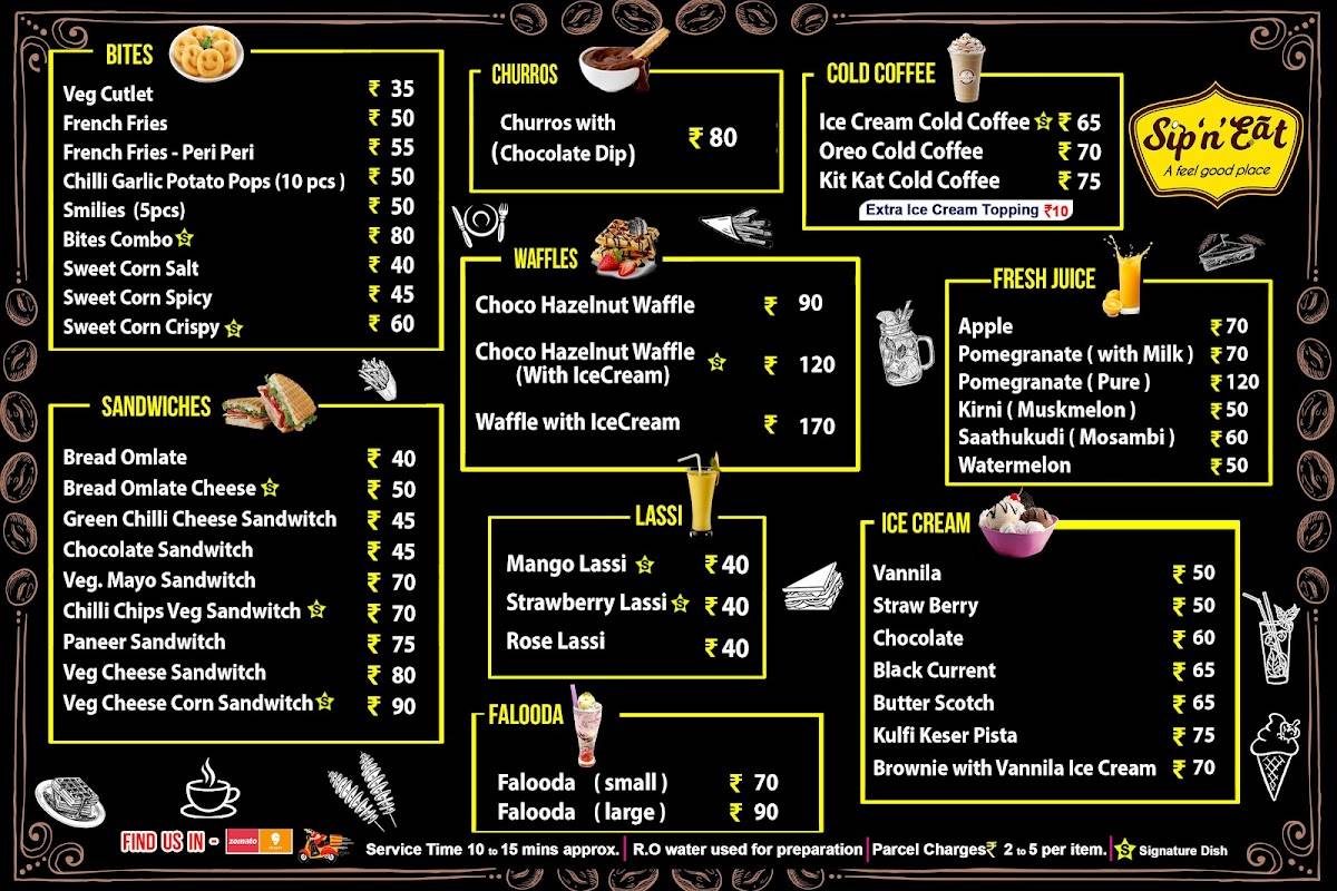 Menu at Sip N Eat, Thanjavur