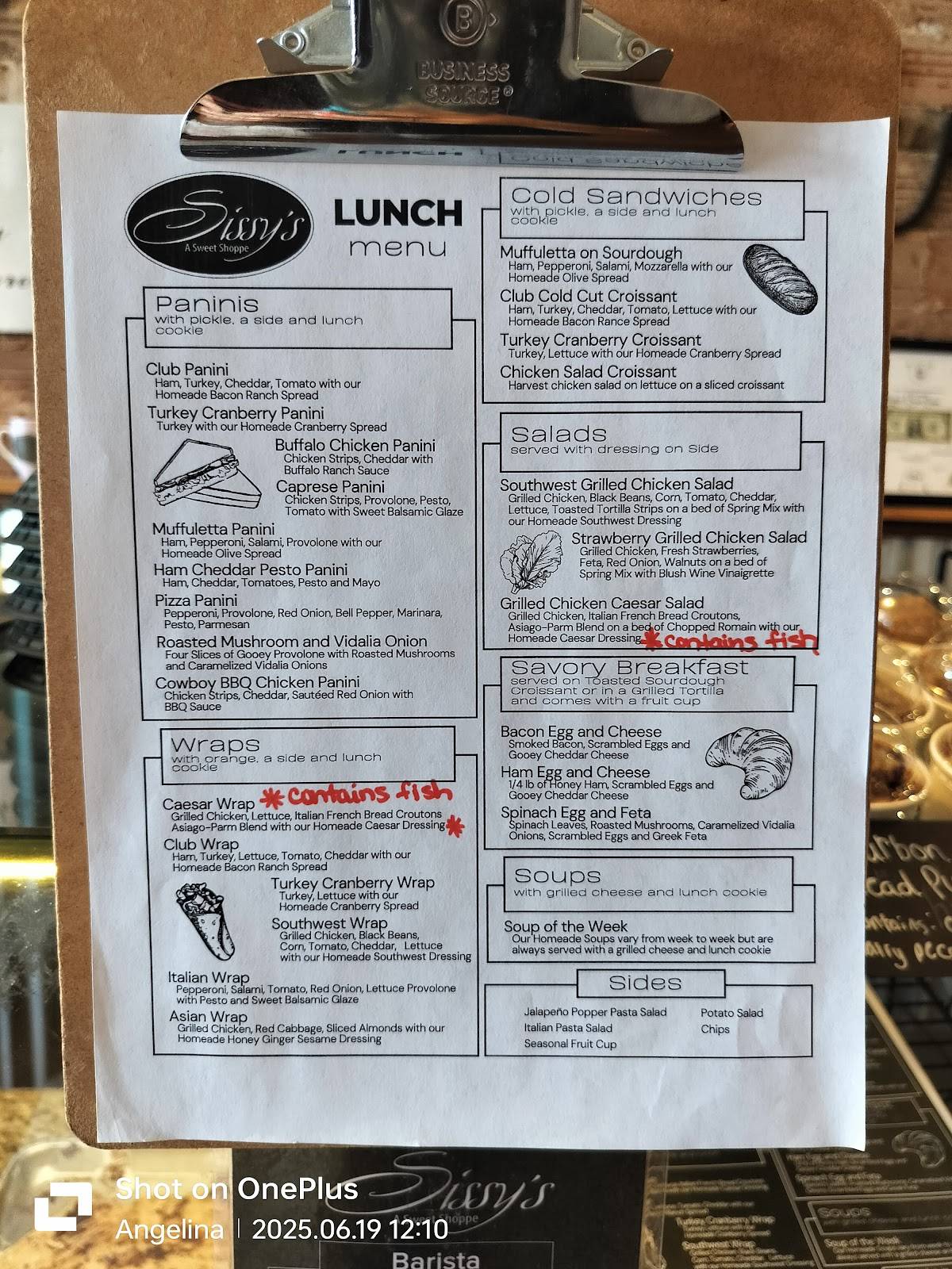 Menu at Sissy's - Metropolis cafe, Metropolis