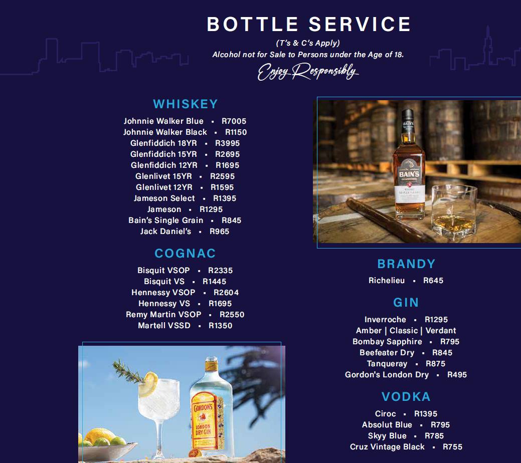 Menu at Skyline Rooftop Restaurant, Bar and Lounge, Pretoria