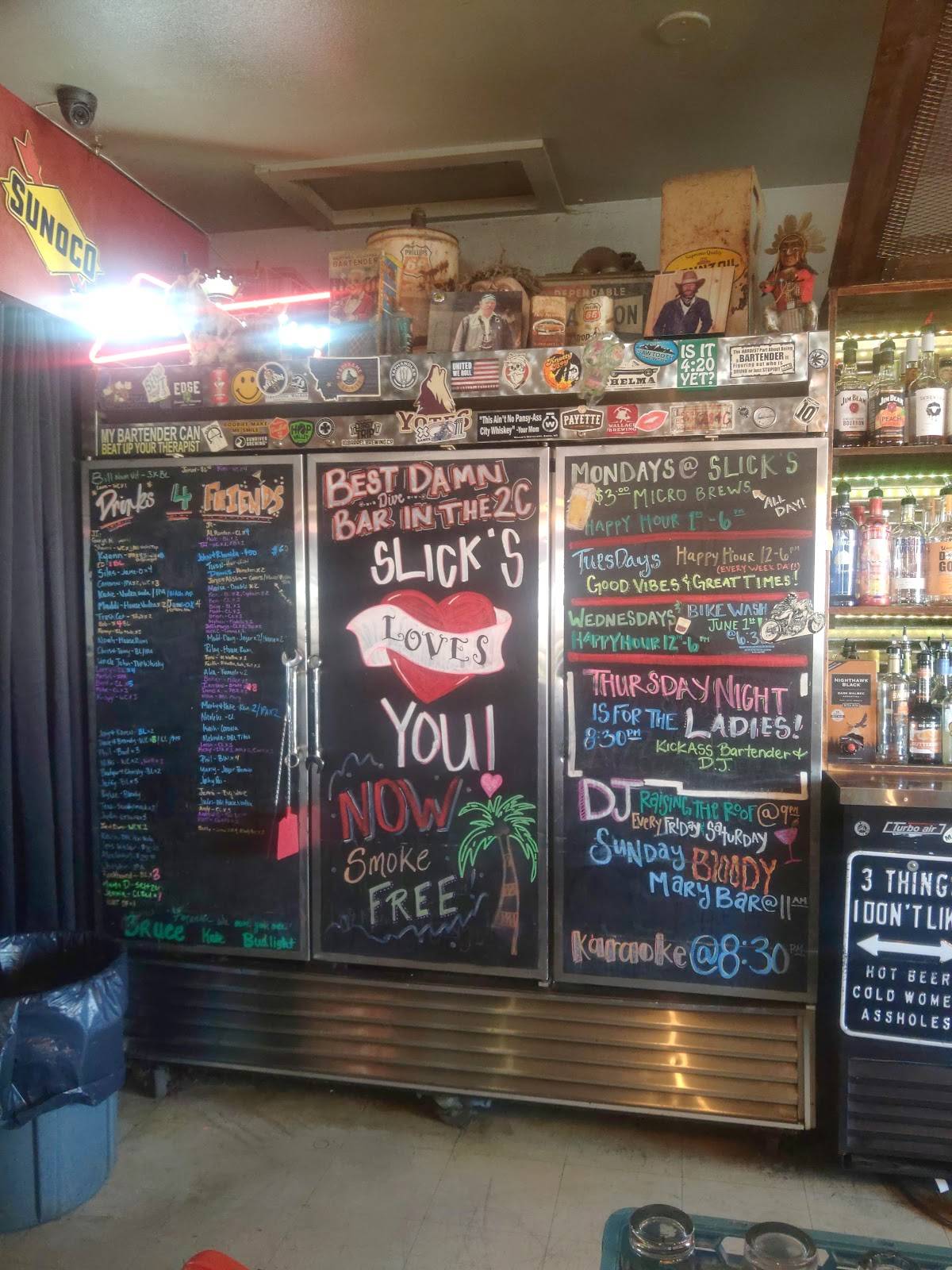 Menu at Slicks Bar, Nampa