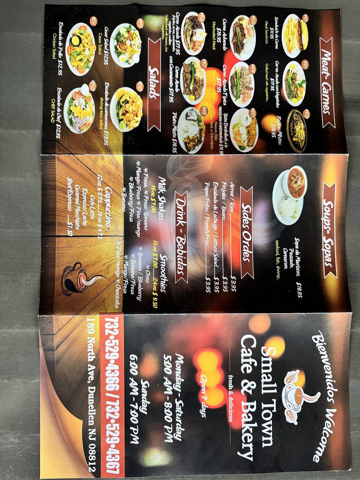 Menu at Small Town Cafe and Bakery, Dunellen
