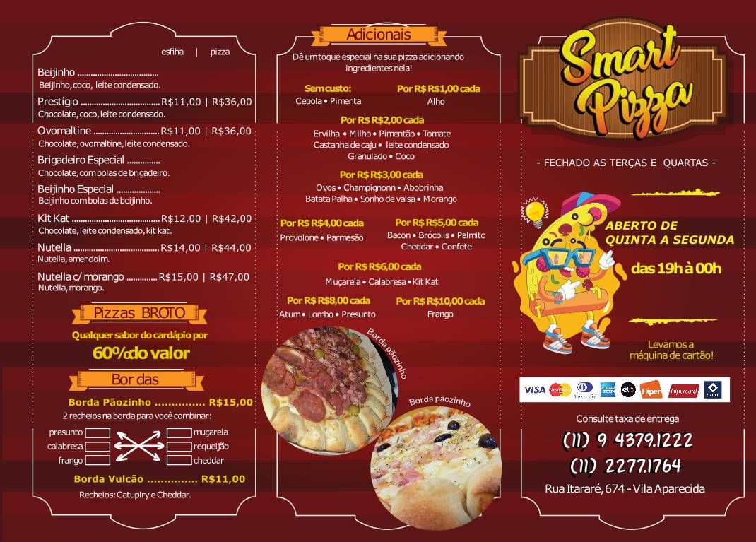 Menu em Smart Pizza Bragança Paulista Bragança Paulista SP pizzaria ...