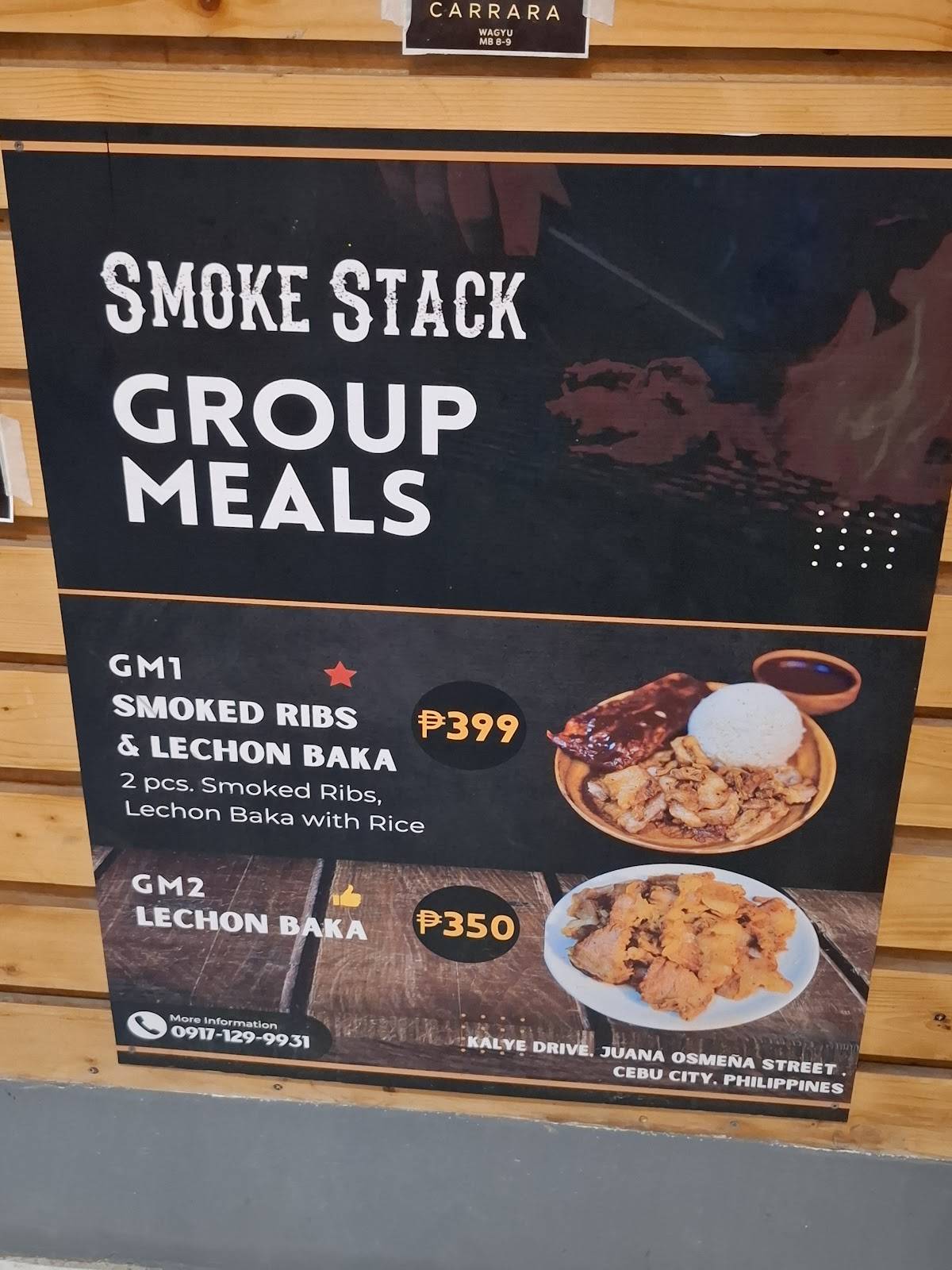 Menu at Smoke Stack restaurant, Cebu City