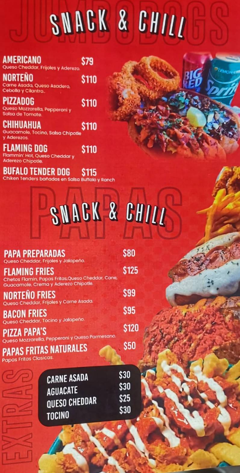 Carta del restaurante Snack & chill, Nuevo Laredo
