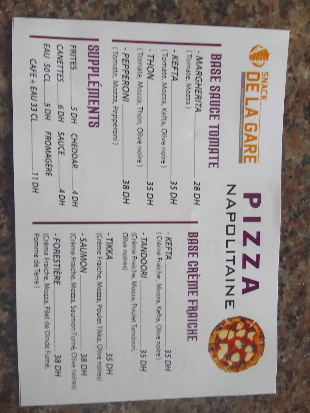 Menu au Snack de la gare Al wifaq temara restaurant, Temara
