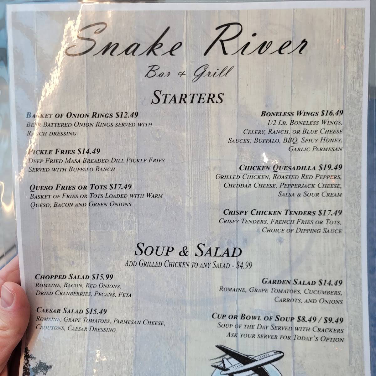 Menu at Snake River Bar & Grill, Idaho Falls