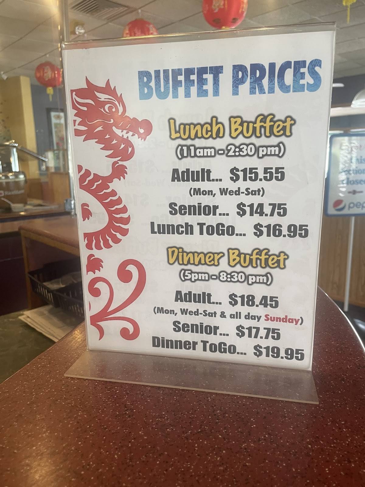Menu at Snap Dragon Asian Buffet restaurant, Moorhead