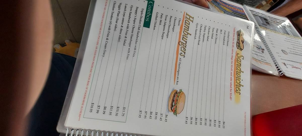 Menu at Snappy's Cafe & Grill, Katy