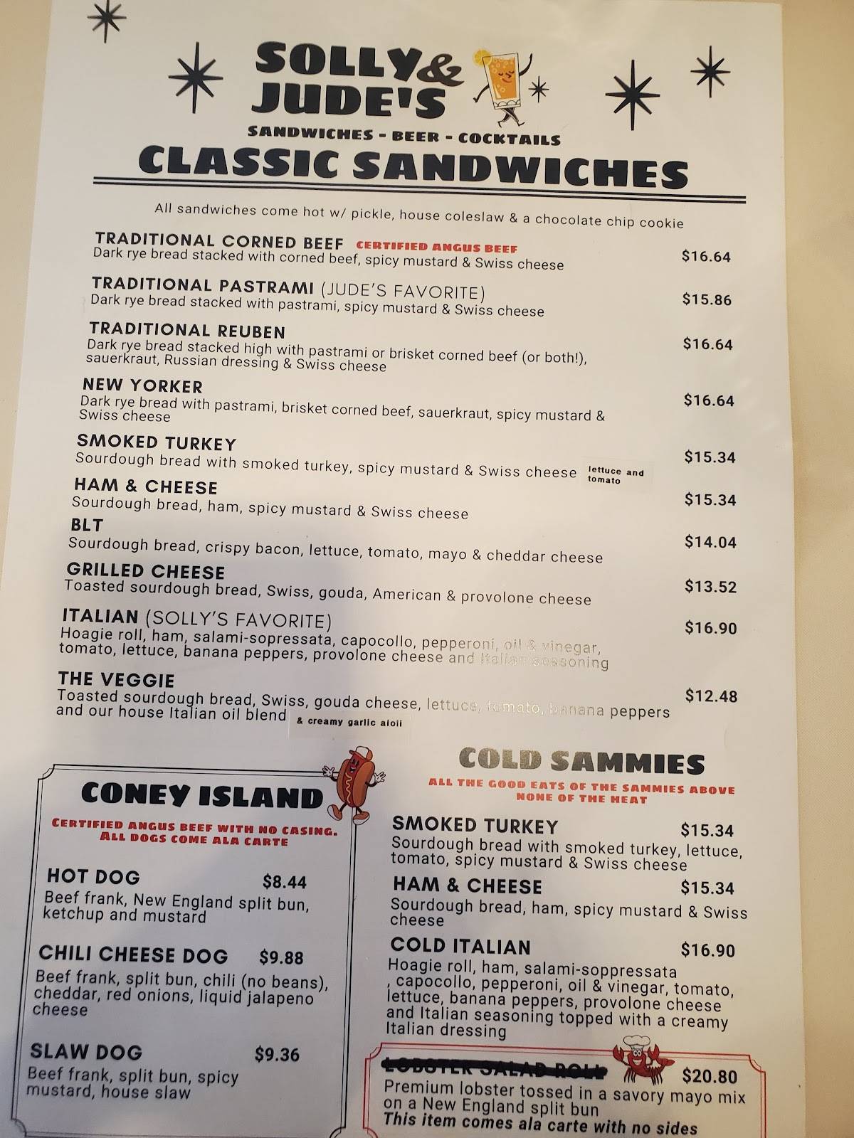 Menu at Solly & Jude's pub & bar, Wichita