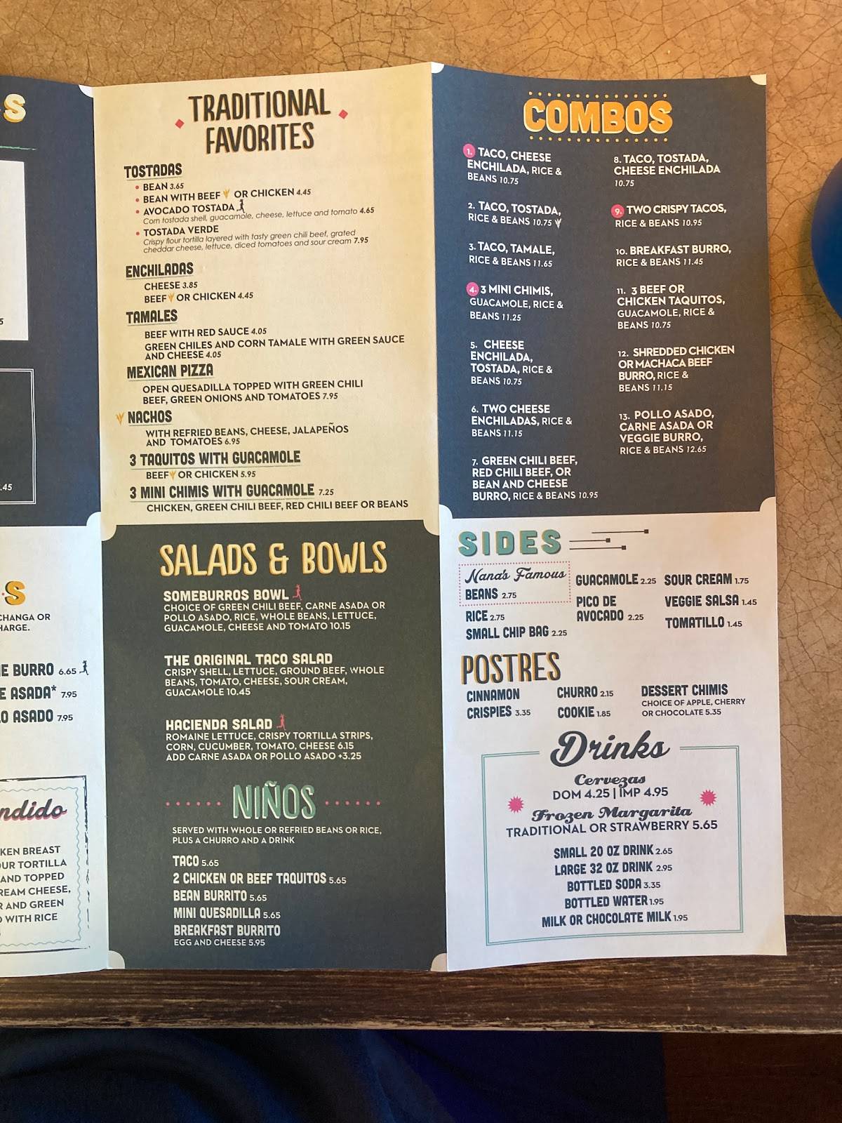 Menu at Someburros restaurant, Chandler, 3461 W Frye Rd