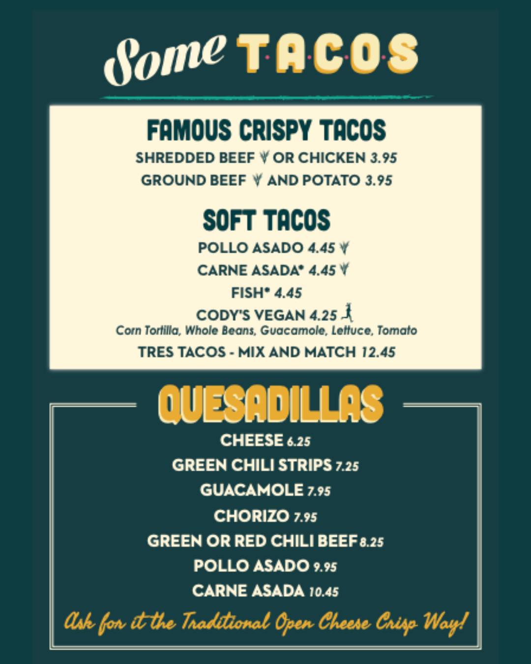 Menu at Someburros restaurant, Chandler, 3461 W Frye Rd