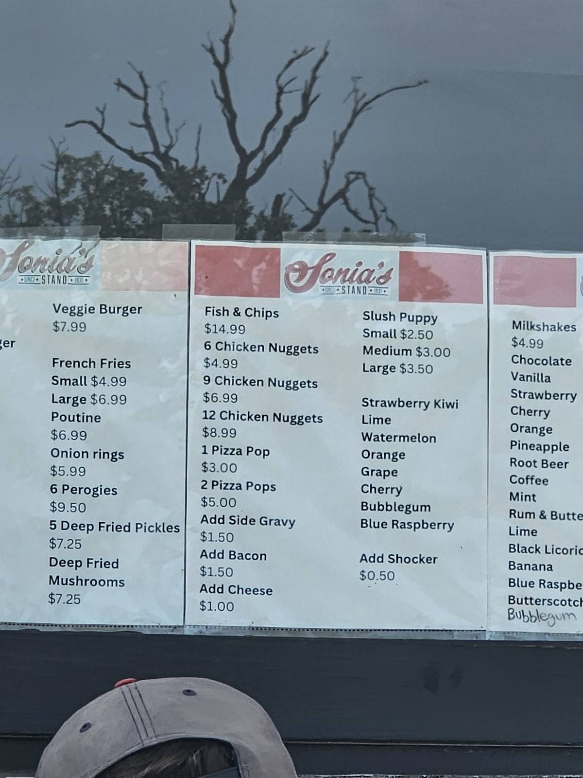 Menu at Sonia's Stand restaurant, Lockport, Henderson Hwy