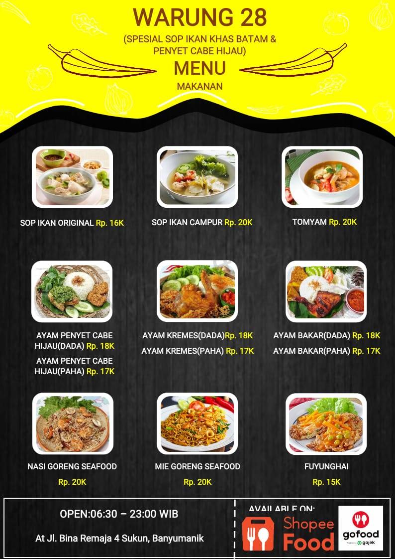 Menu at Sop Ikan Khas Batam, Semarang restaurant, Semarang