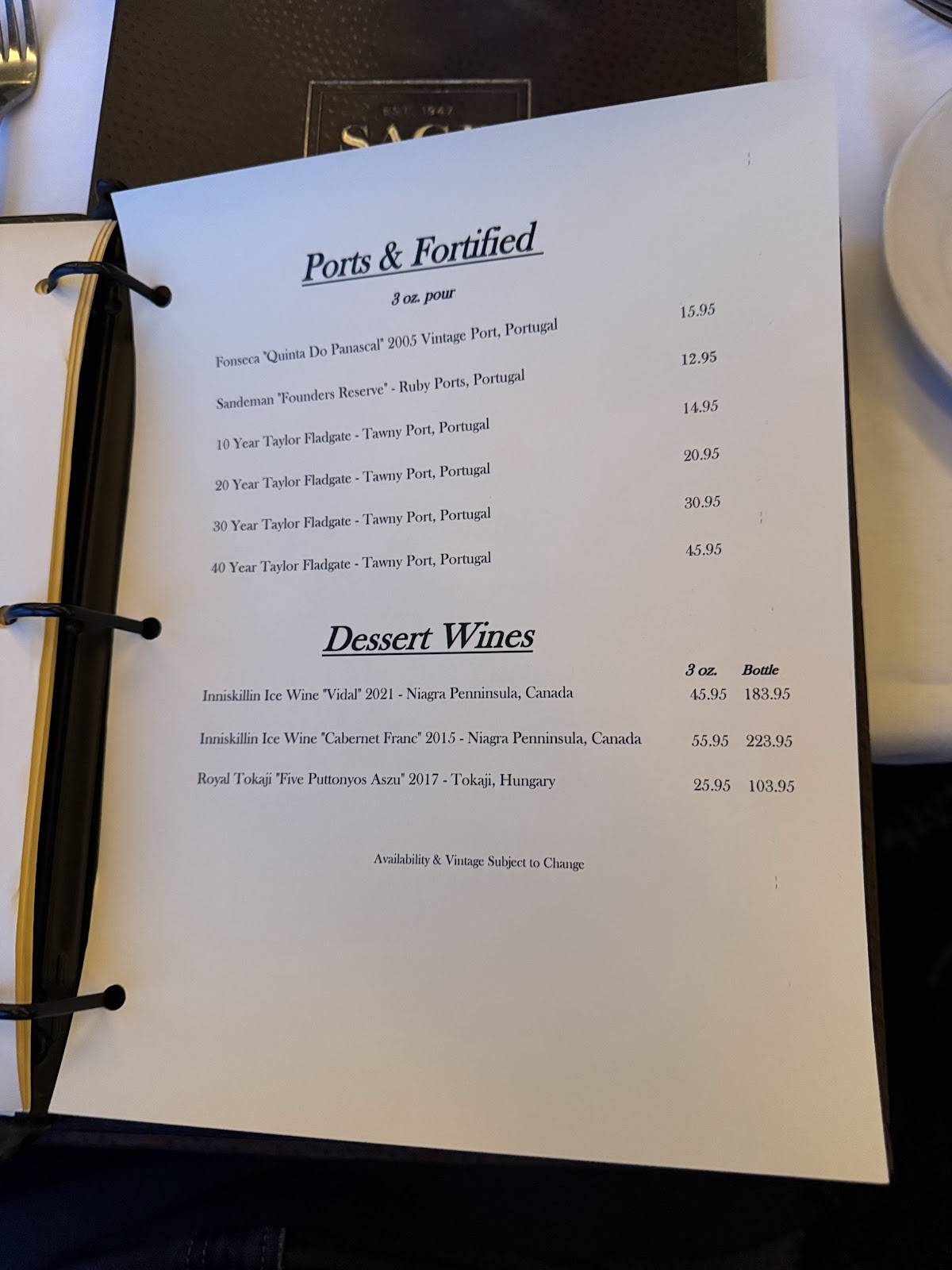 Menu at Sage Room Steak House steakhouse, Stateline, 18 Hwy 50