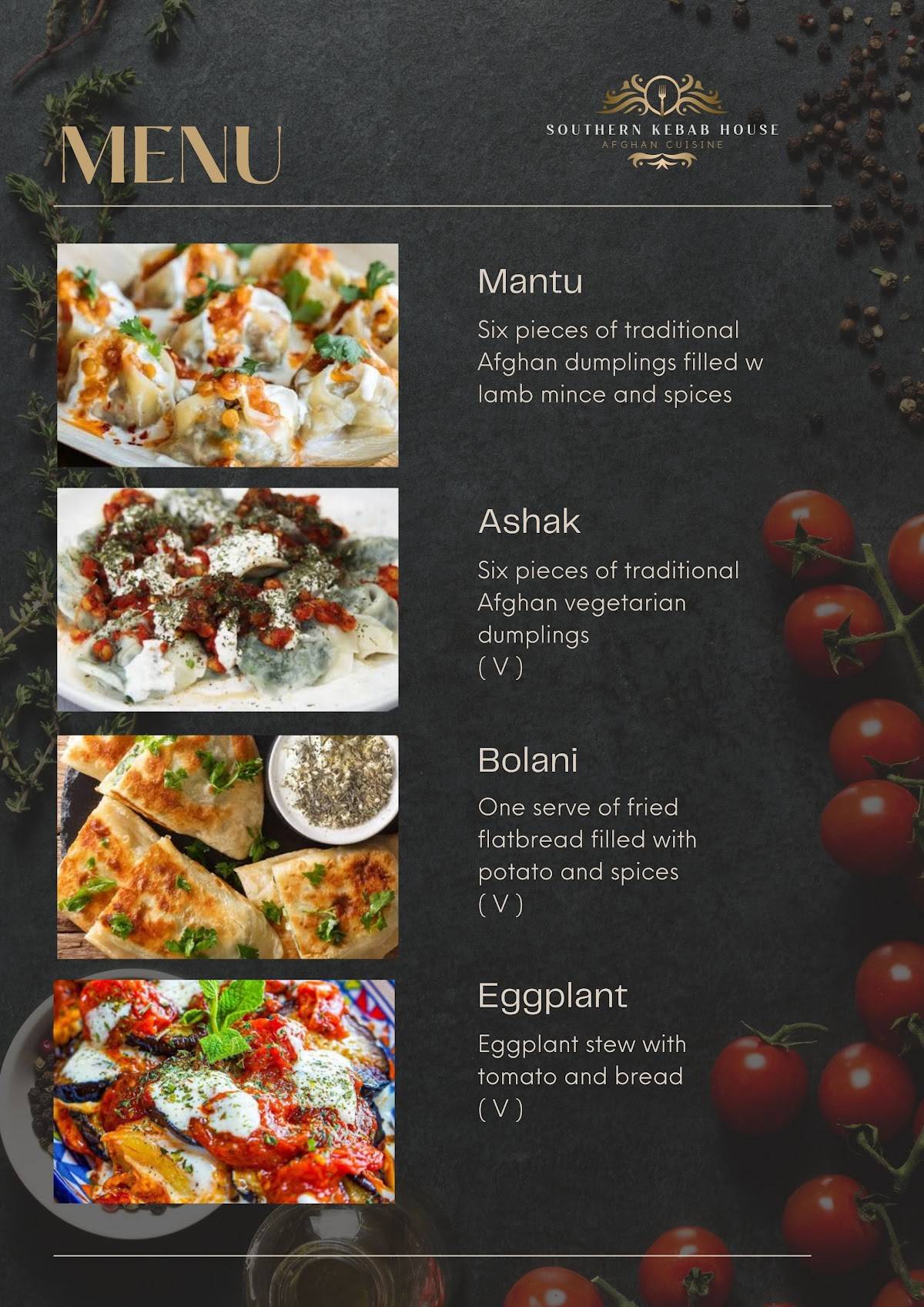 Menu at Southern Kebab House restaurant, Morphett Vale