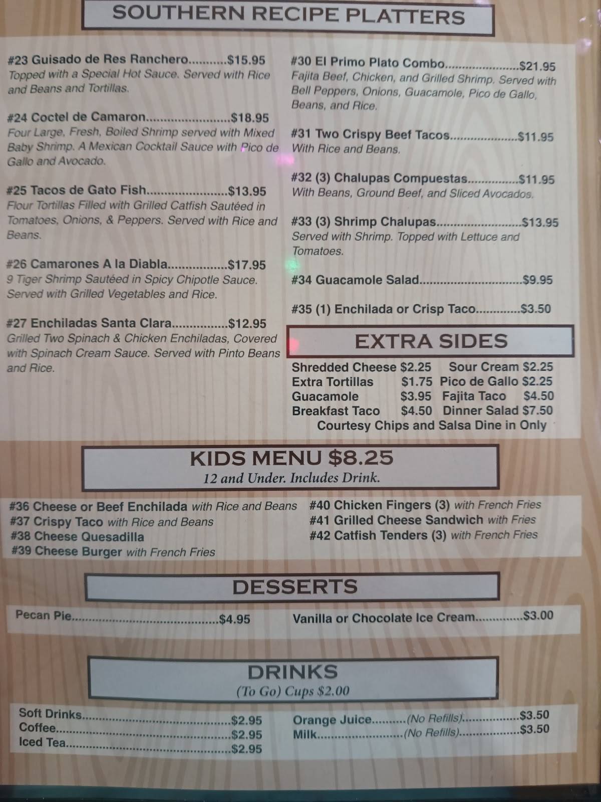 Menu at Southern Recipe restaurant, Irving, W Walnut Hill Ln