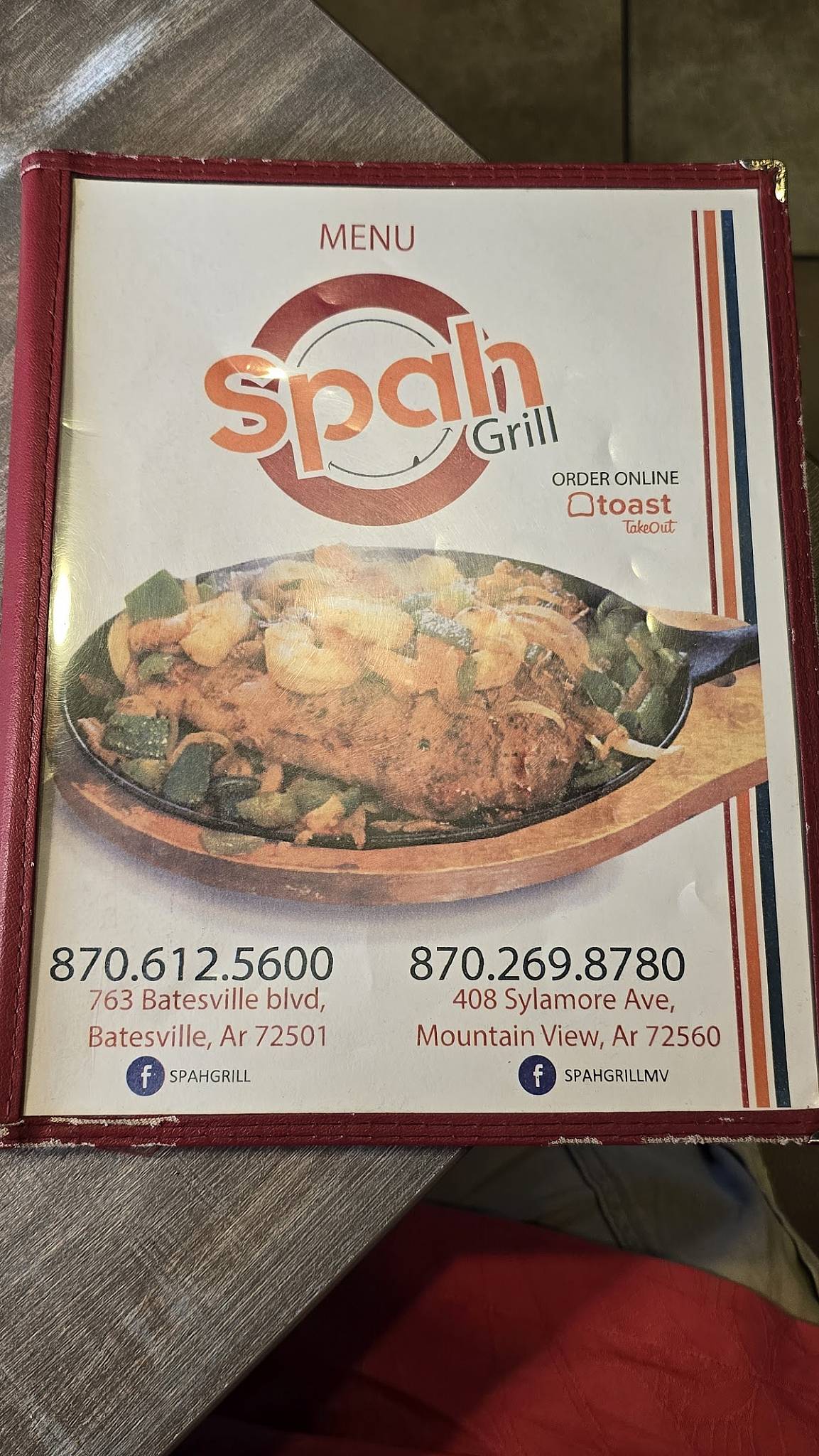 Menu at Spah Grill Mountain View restaurant, Mountain View