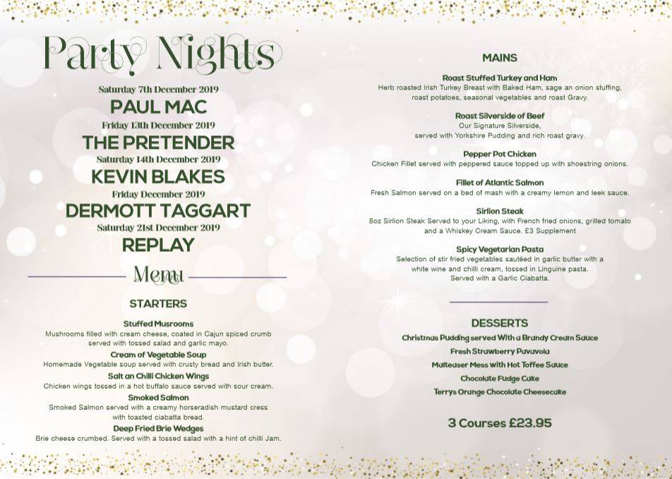Menu at Sperrin Restaurant, Omagh
