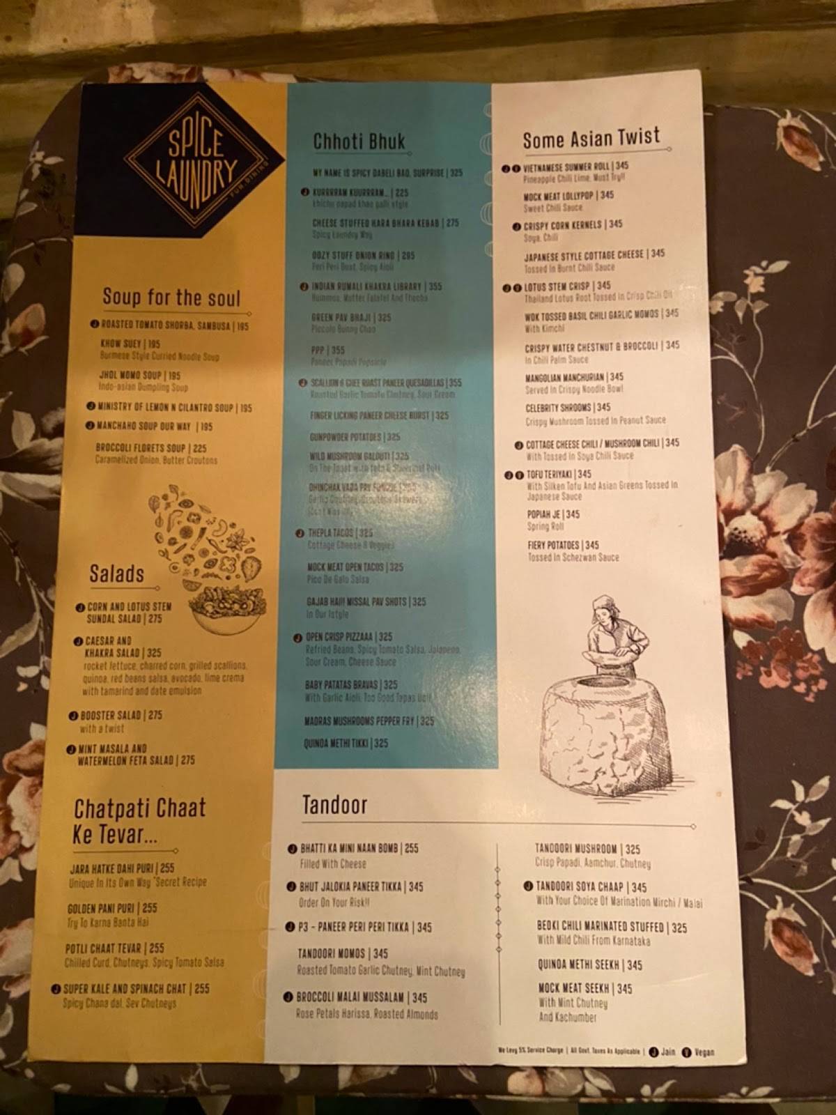 Menu at Spice Laundry, Mumbai, 2nd floor