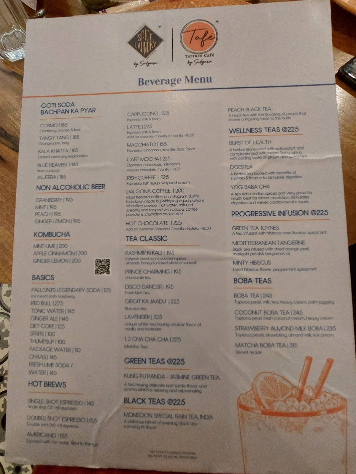 Menu at Spice Laundry, Mumbai, 2nd floor