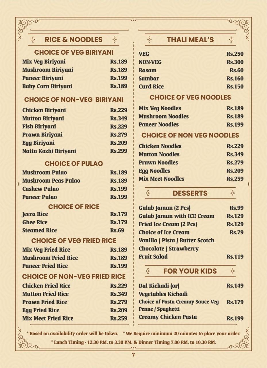 Menu at Spicy Restaurrant Yercaud, Yercaud
