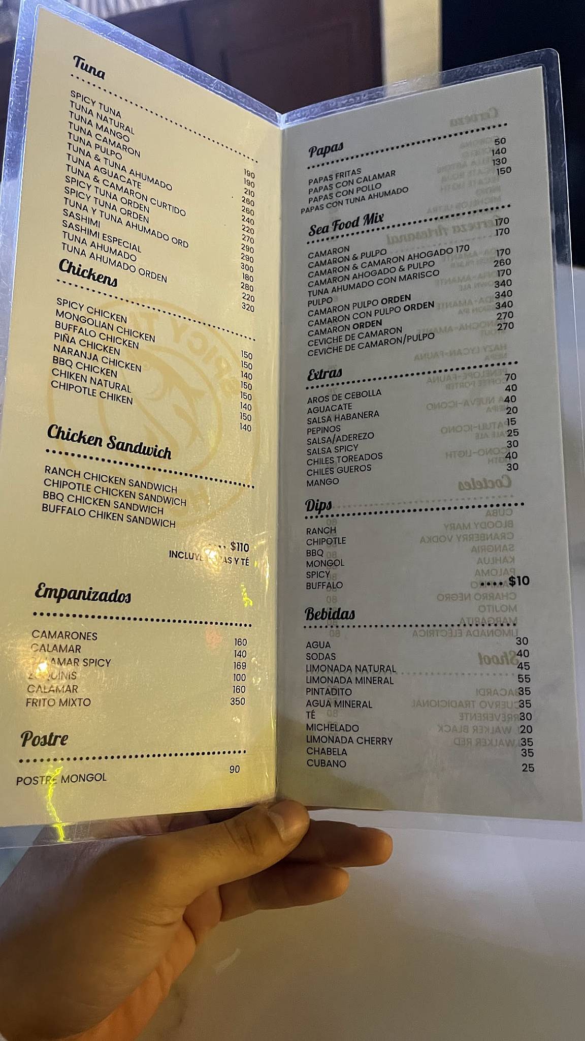 Carta del restaurante Spicy Tuna House, Mexicali