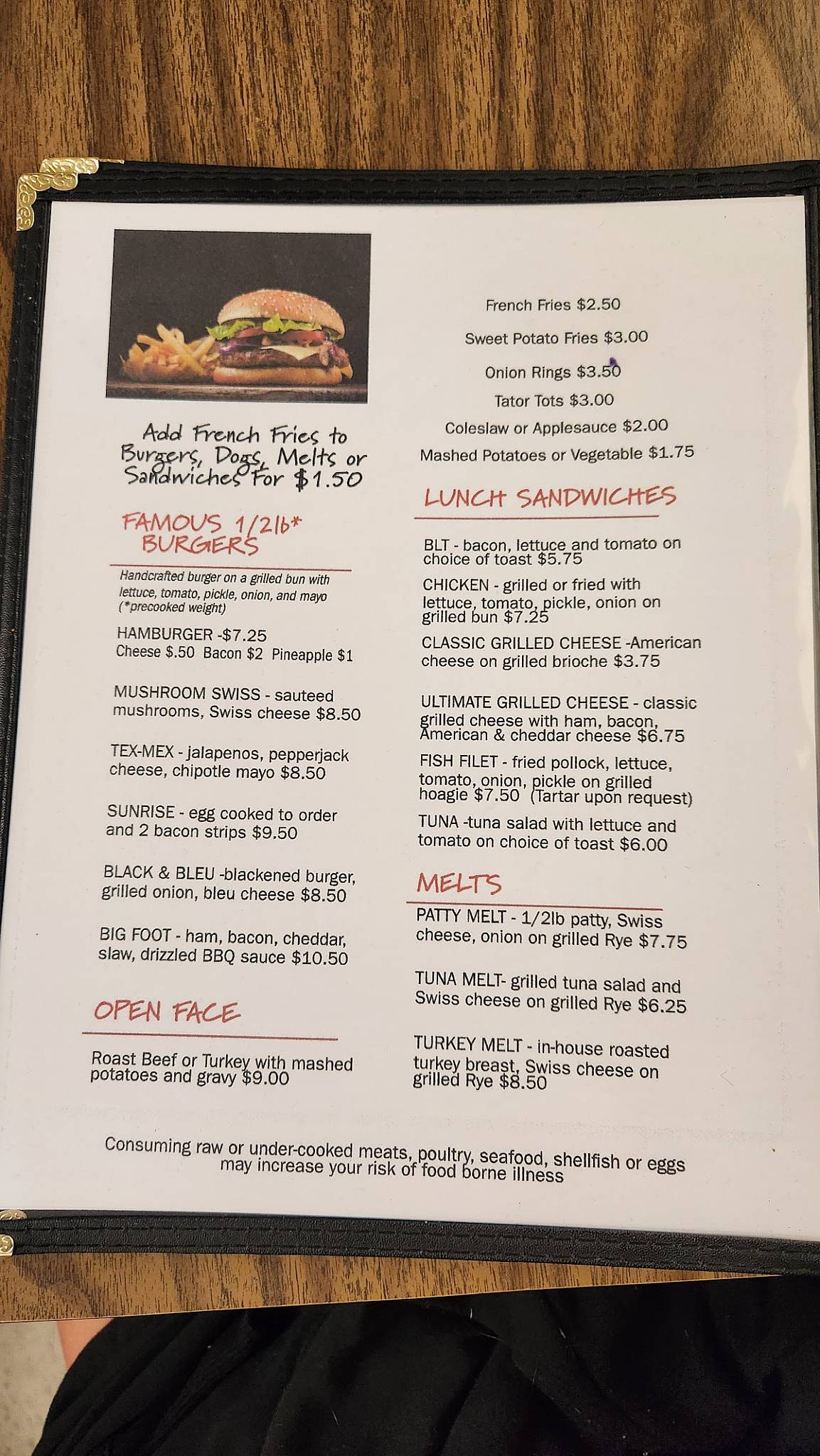 Menu at Square Meal restaurant, Salt Springs