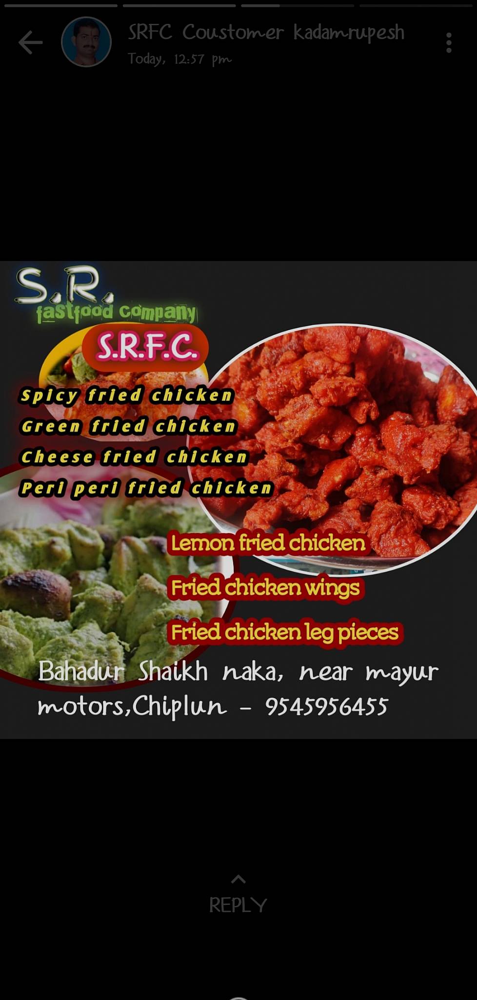 Menu at Srfc Fast Food Company, Chiplun