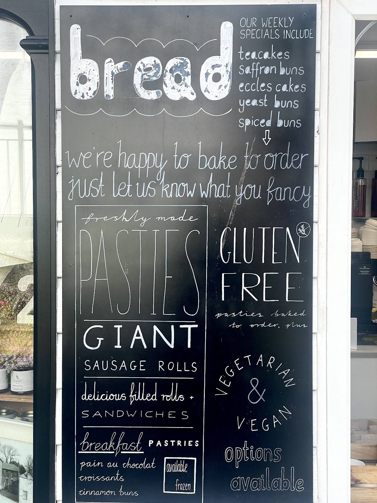 Menu at St Agnes Bakery, Saint Agnes