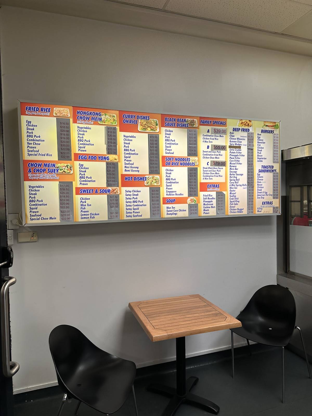 Menu at St Lukes Fast Food, Auckland