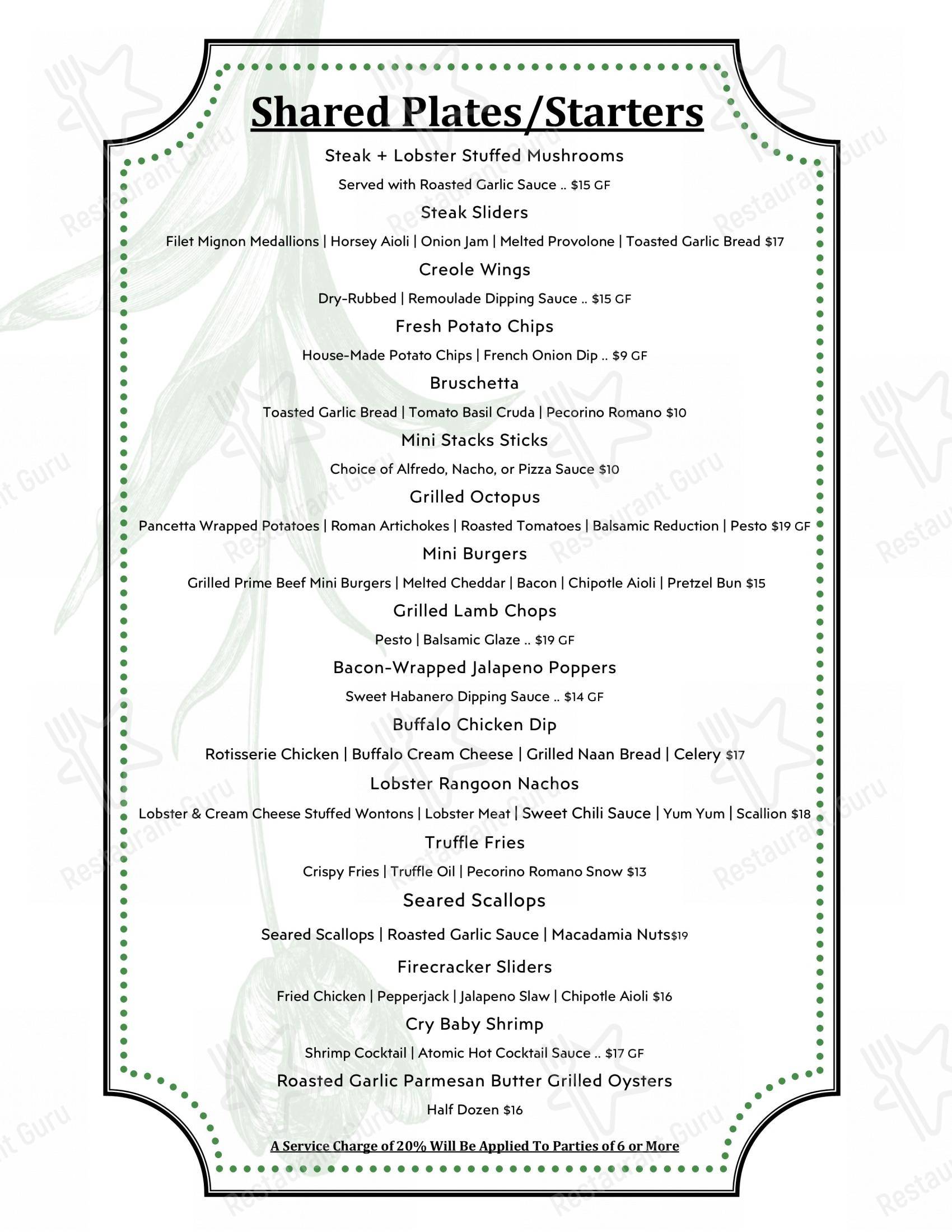 Menu at Stacks Bar and Grill, Valparaiso