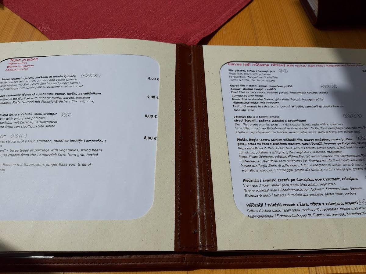 Speisekarte von Stara koča restaurant, Rogla