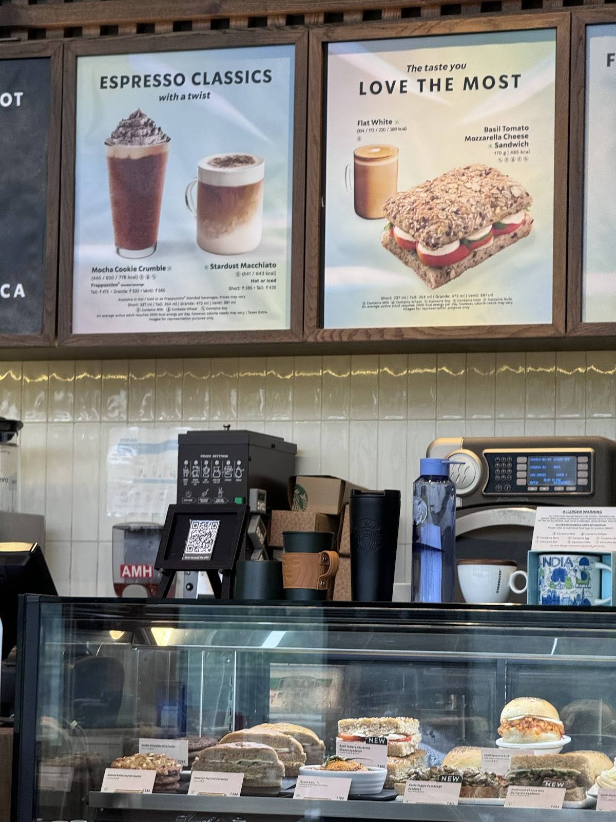 Menu at Starbucks, India, Unity