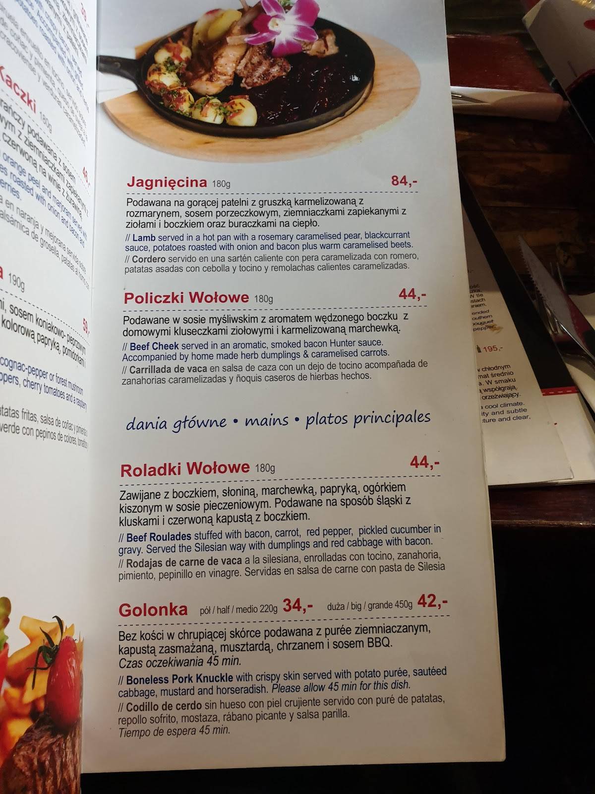 Menu at Starka Restaurant & Vodkas, Kraków