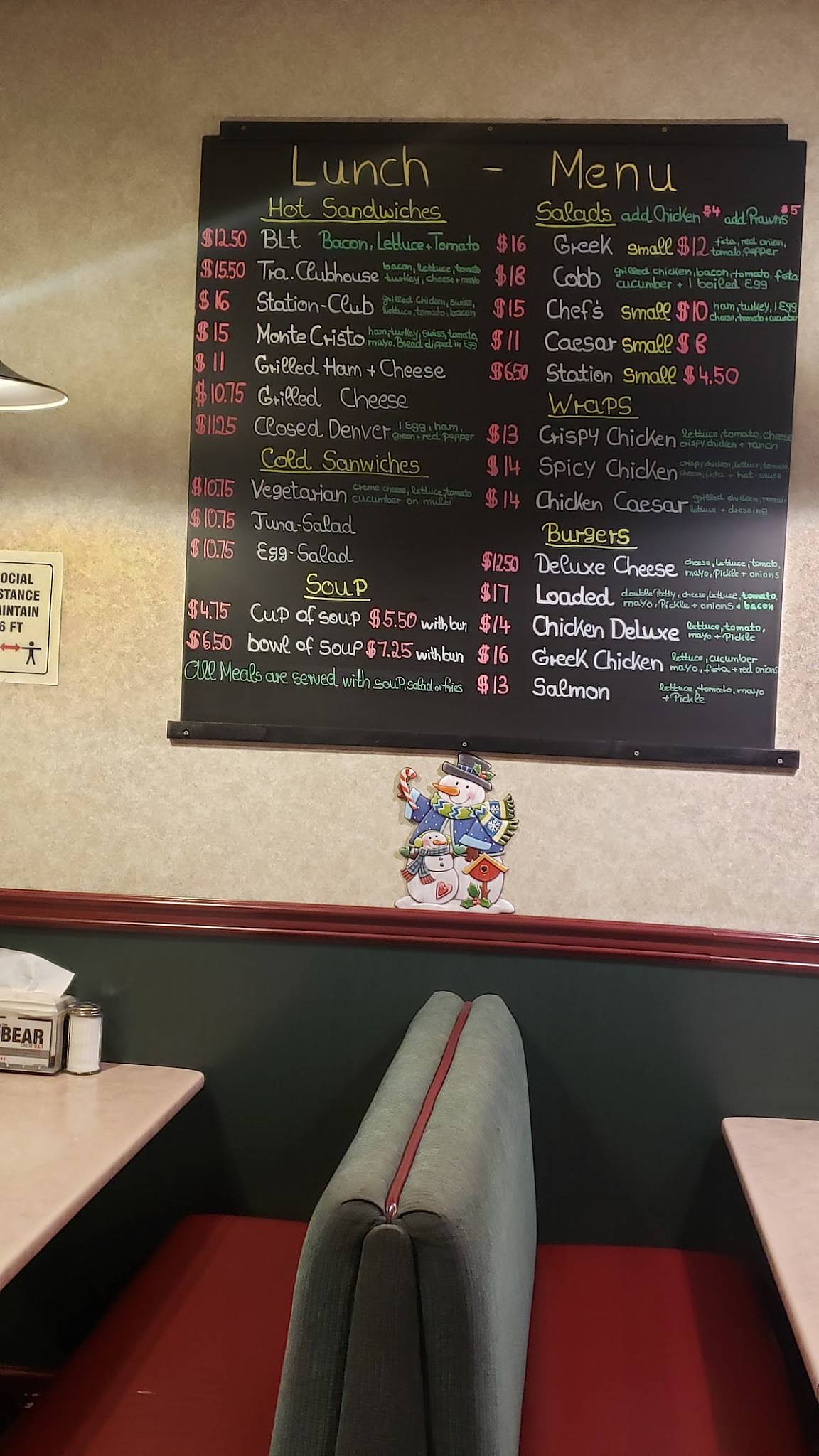 Menu at Station House restaurant, Barrière