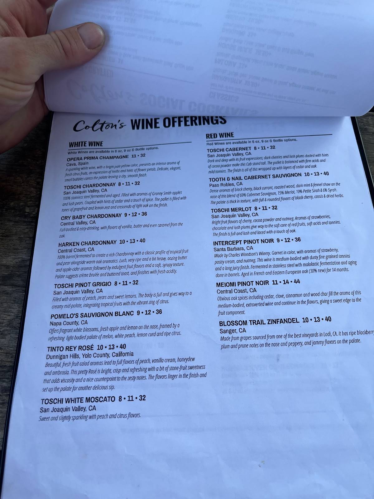 Menu at Colton's Social House steakhouse, Clovis, Shaw Ave